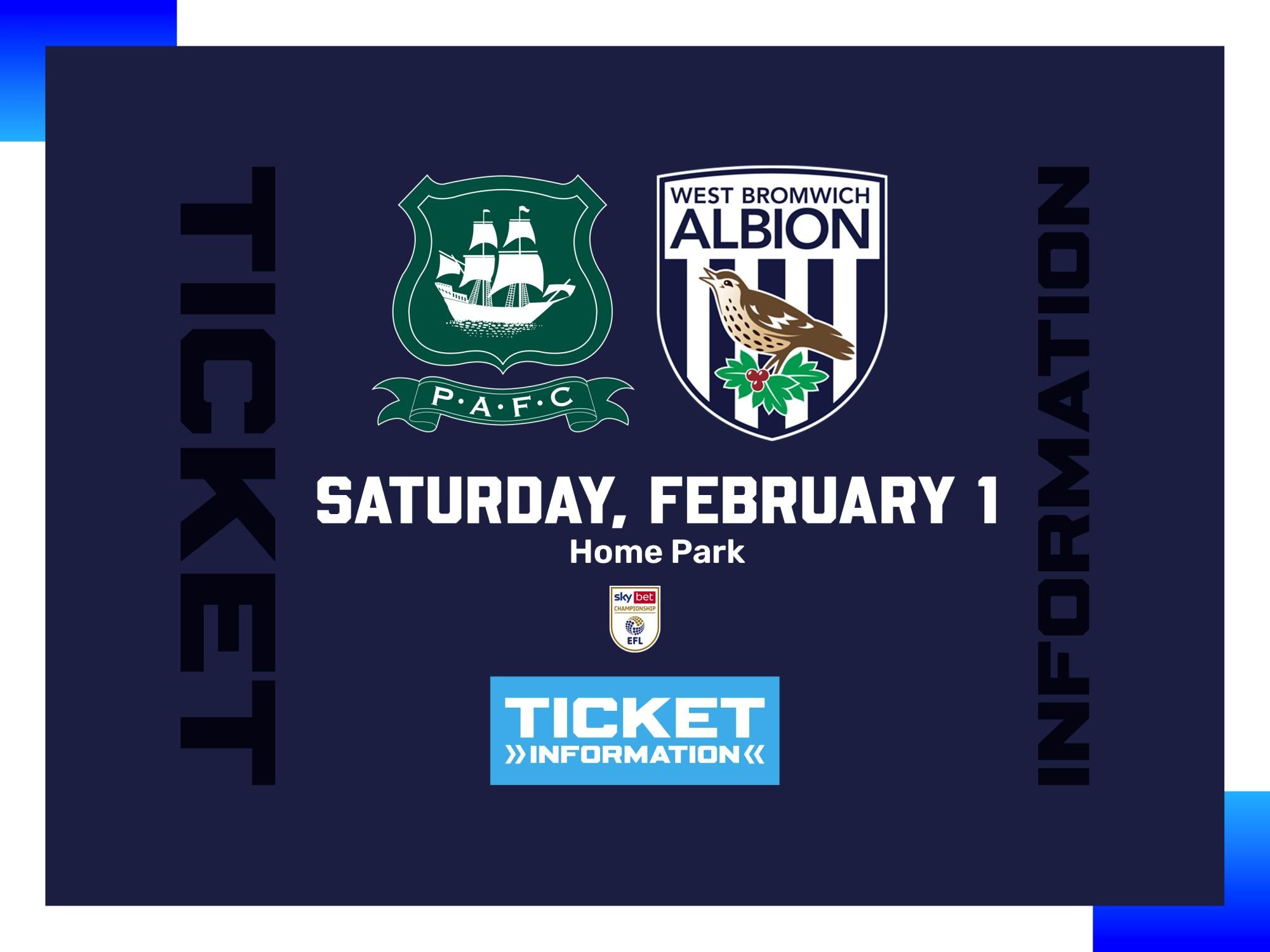 Ticket details for Plymouth Argyle away clash | West Bromwich Albion