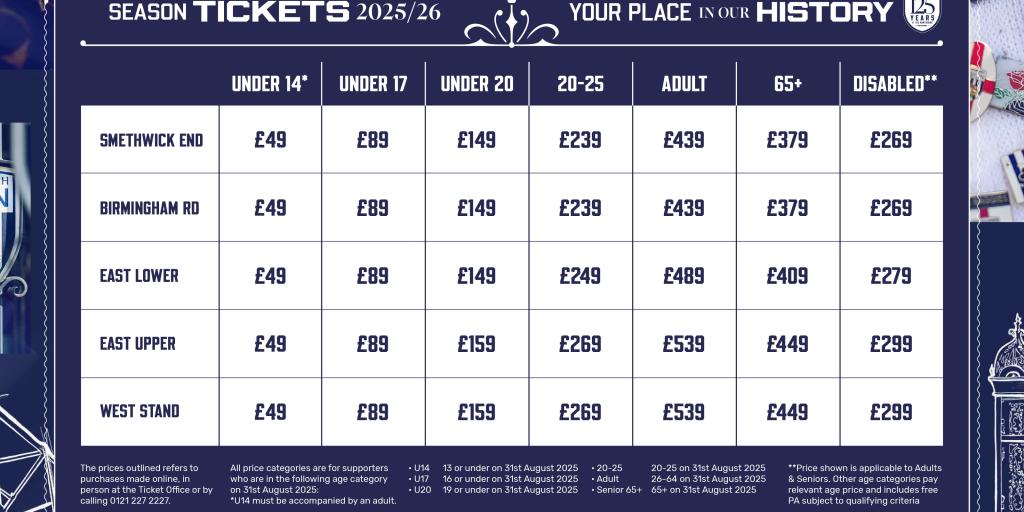 2025/26 Season Ticket | West Bromwich Albion