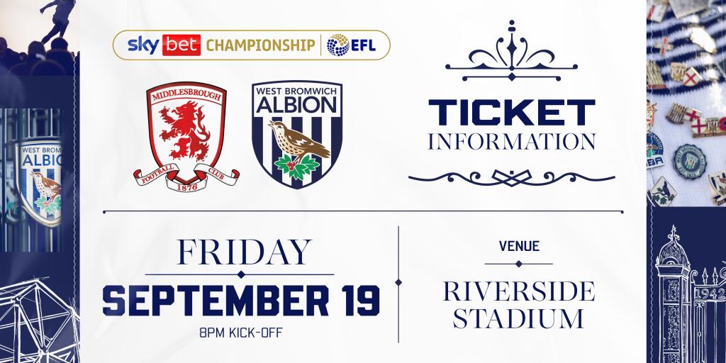 Ticket details | Middlesbrough at the Riverside Stadium | West Bromwich ...